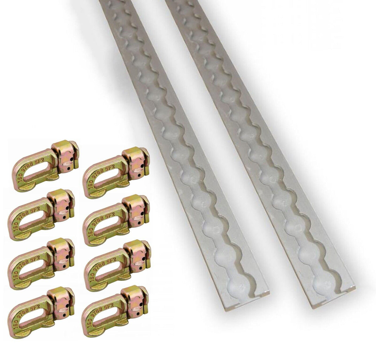 2x Track + 8x Rings 2M Anchor Track Tie Down Point Rail Double Stud Fi ...