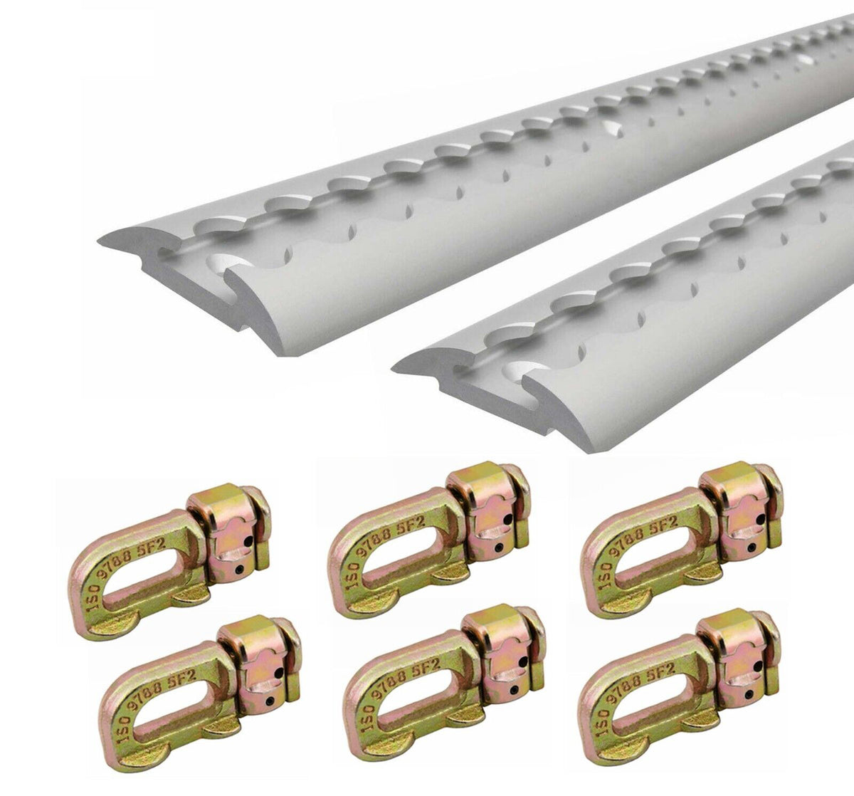 2XTracks + 6X Double Stud 1M Sloped Edges Anchor L Track Tie Down Poin ...