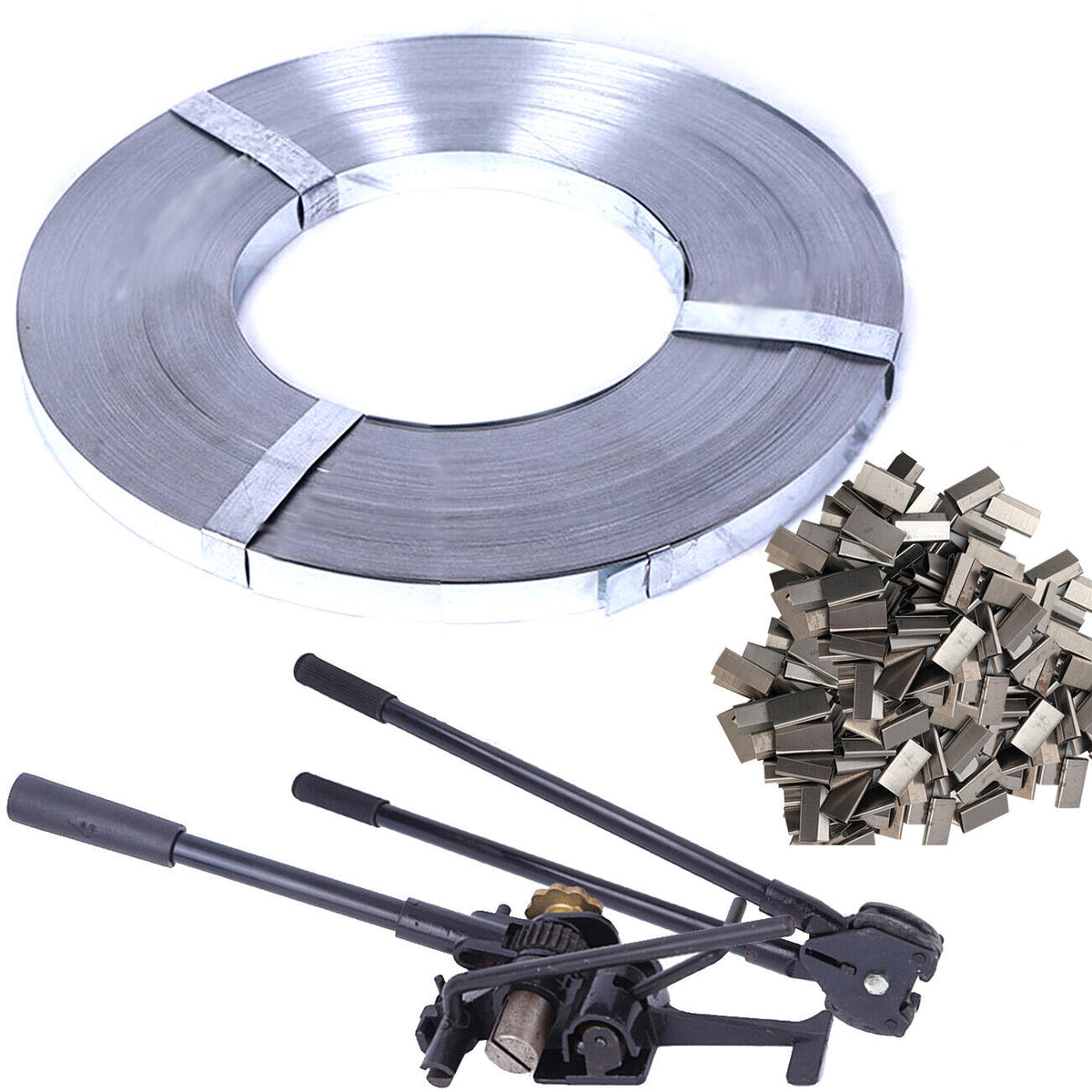 Heavy Duty 325M Metal Strap+Clip&Tools for Strapping Pallet Timber Bri ...