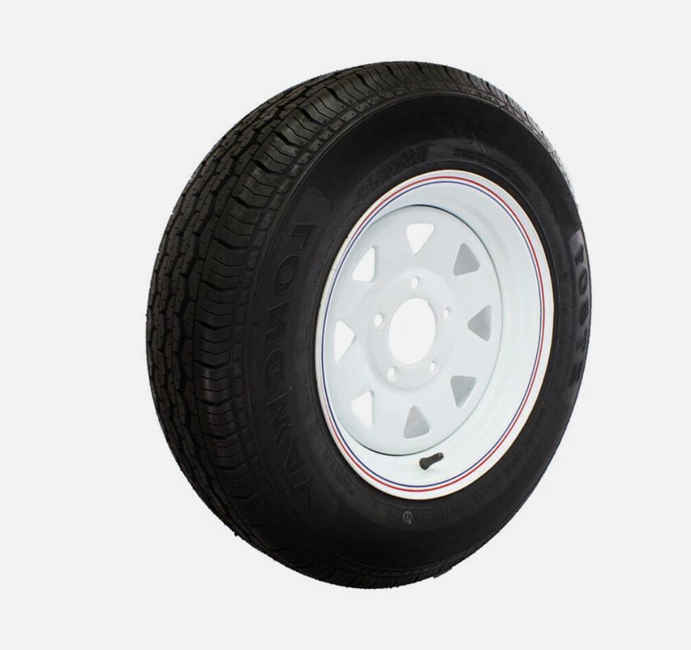 Heavy Duty 14" Trailer Wheel Sunraysia Rim Fitted Tyre White 185mm Hol ...