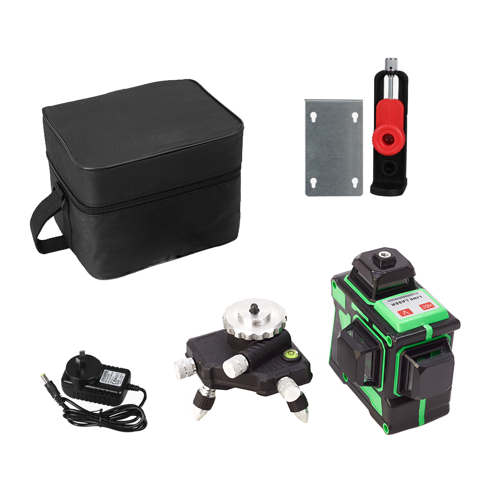 360° 3D Rotary Laser Level Green Light Self Leveling 12 Line Measure ...