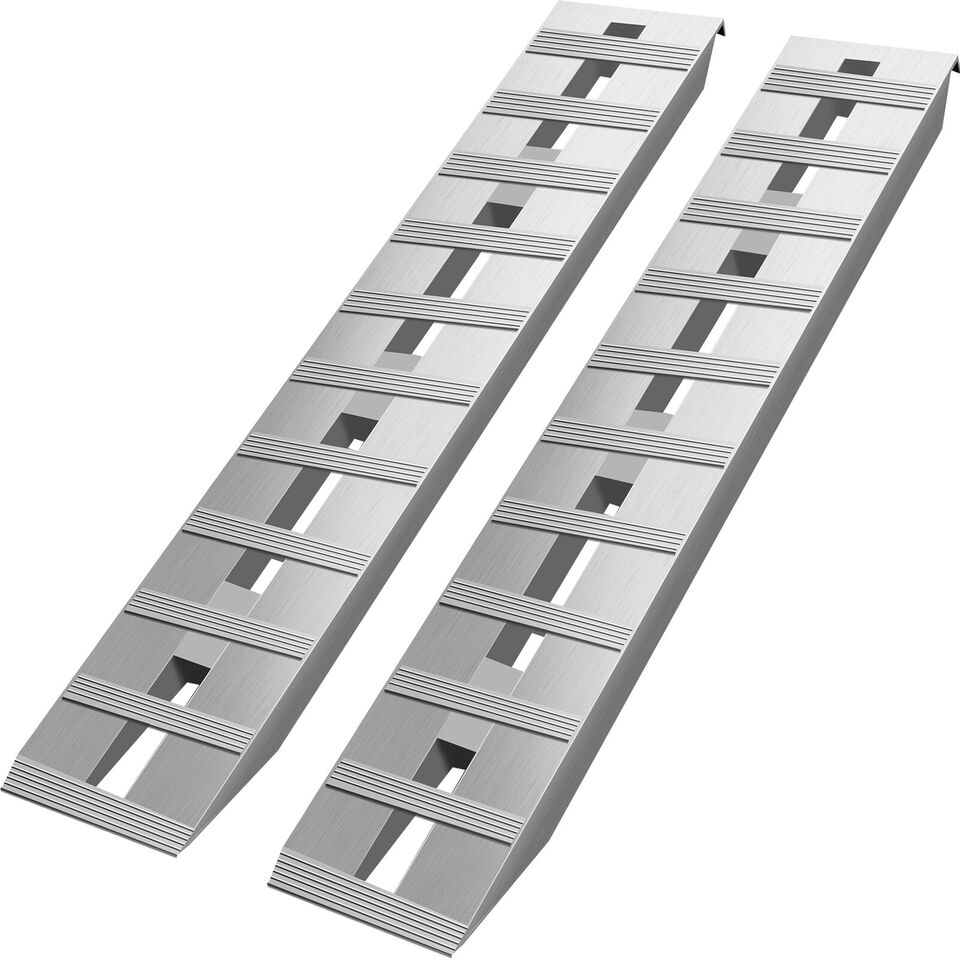 1 Pair 152cm x 30cm Aluminum Car Trailer Ramps Angled Large Capacity P ...