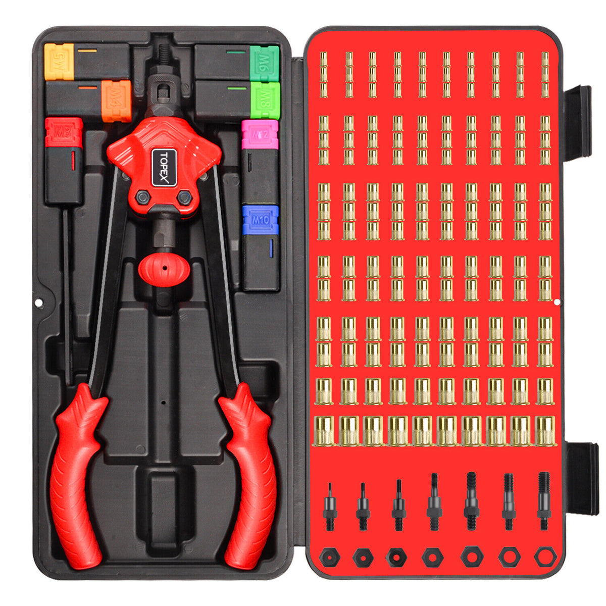 160PCS Heavy Duty Nut Rivet Riveter Rivnut Nutsert Gun Riveting Kit Th ...