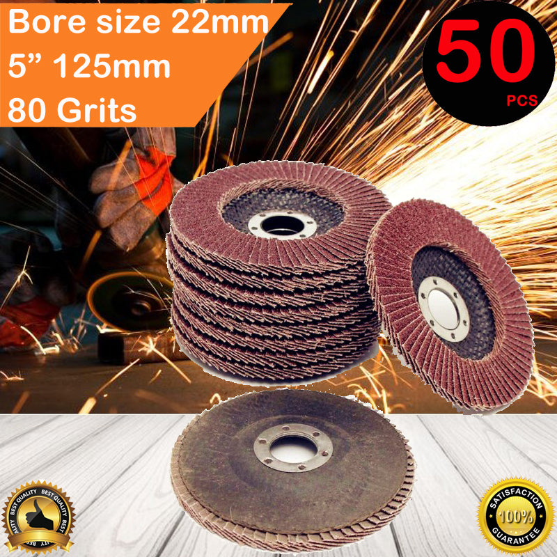 50 x Abrasive 5'' 125MM Metal Sanding Flap Discs Angle Grinder Wheels ...